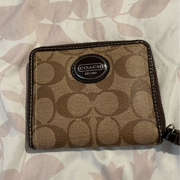 Coach | Bags | Authentic Coach Logo Wallet In Og Brown | Poshmark